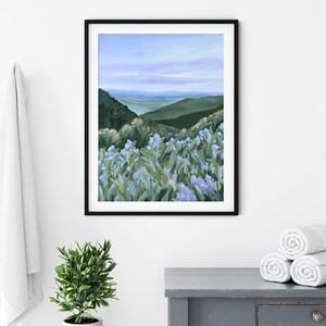 Blue Ridge Art Print - Abstract Mountain Painting, Landscape Wall Art ...