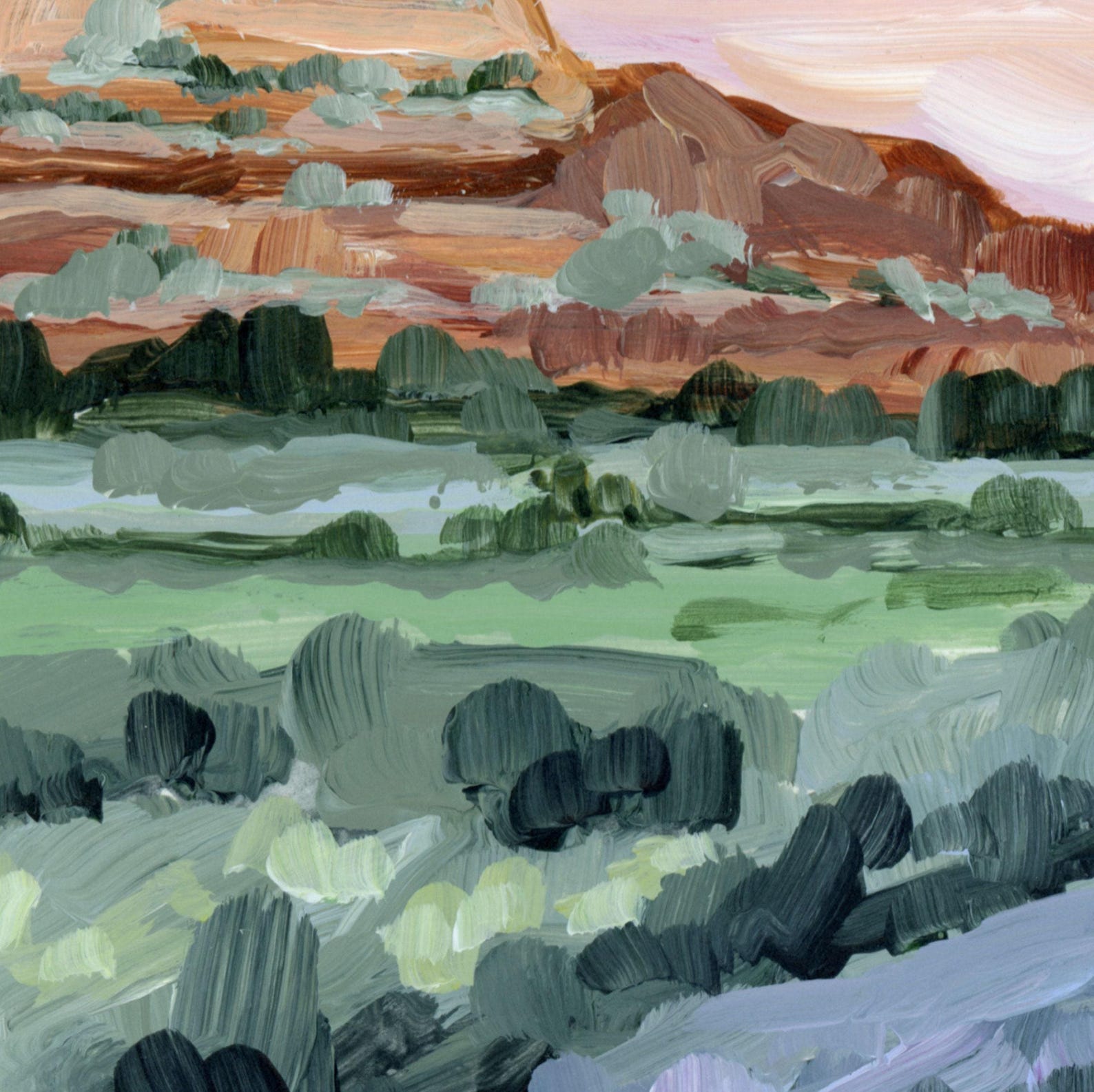 Utah Desert Art Print: Abstract Mountain Landscape Painting - Etsy