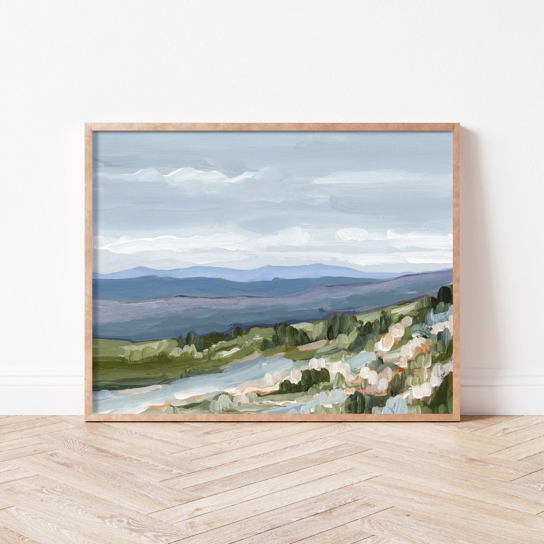 Blue Ridge Art Print Abstract Mountain Painting, Landscape Wall Art ...