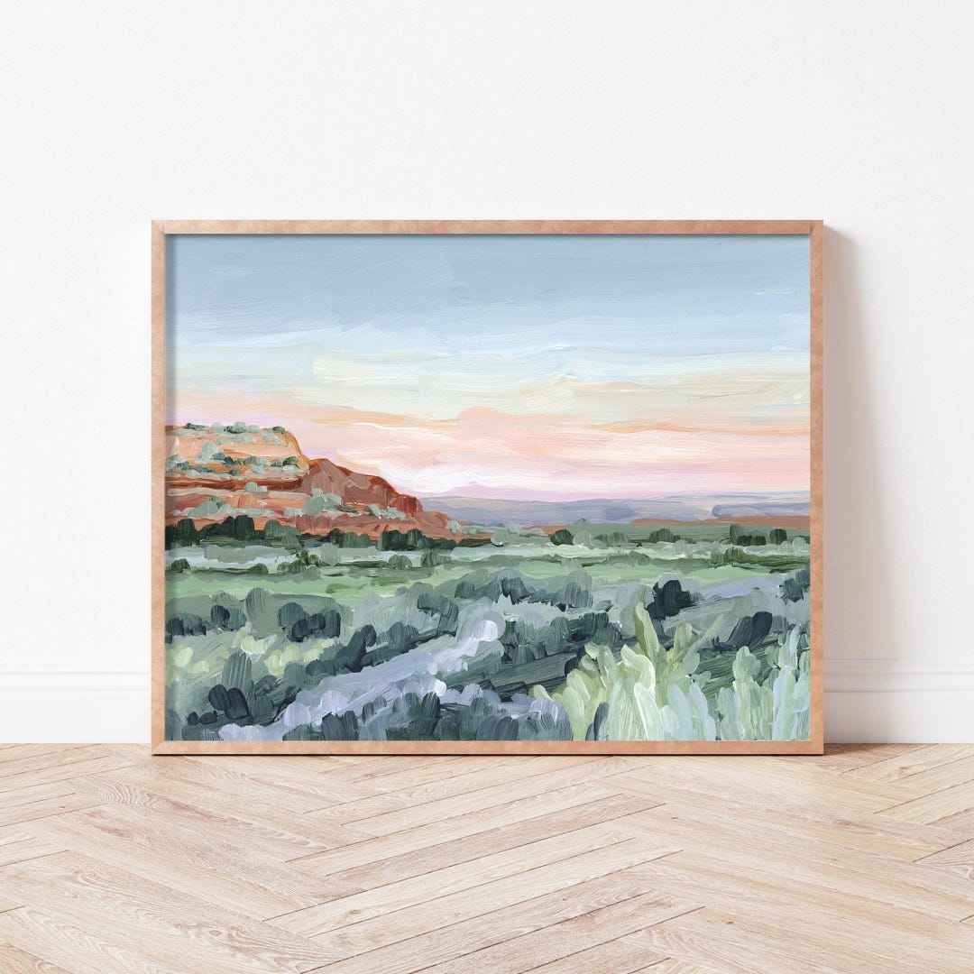 Utah Landscape Art Print: Abstract Desert Mountain Painting - Etsy