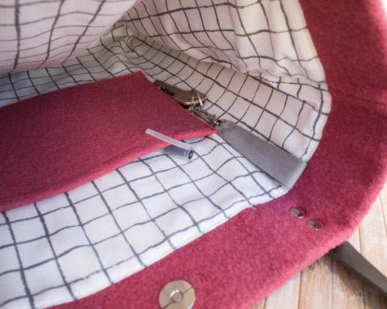 Large wool tote bag with leather handles for everyday woman | Etsy