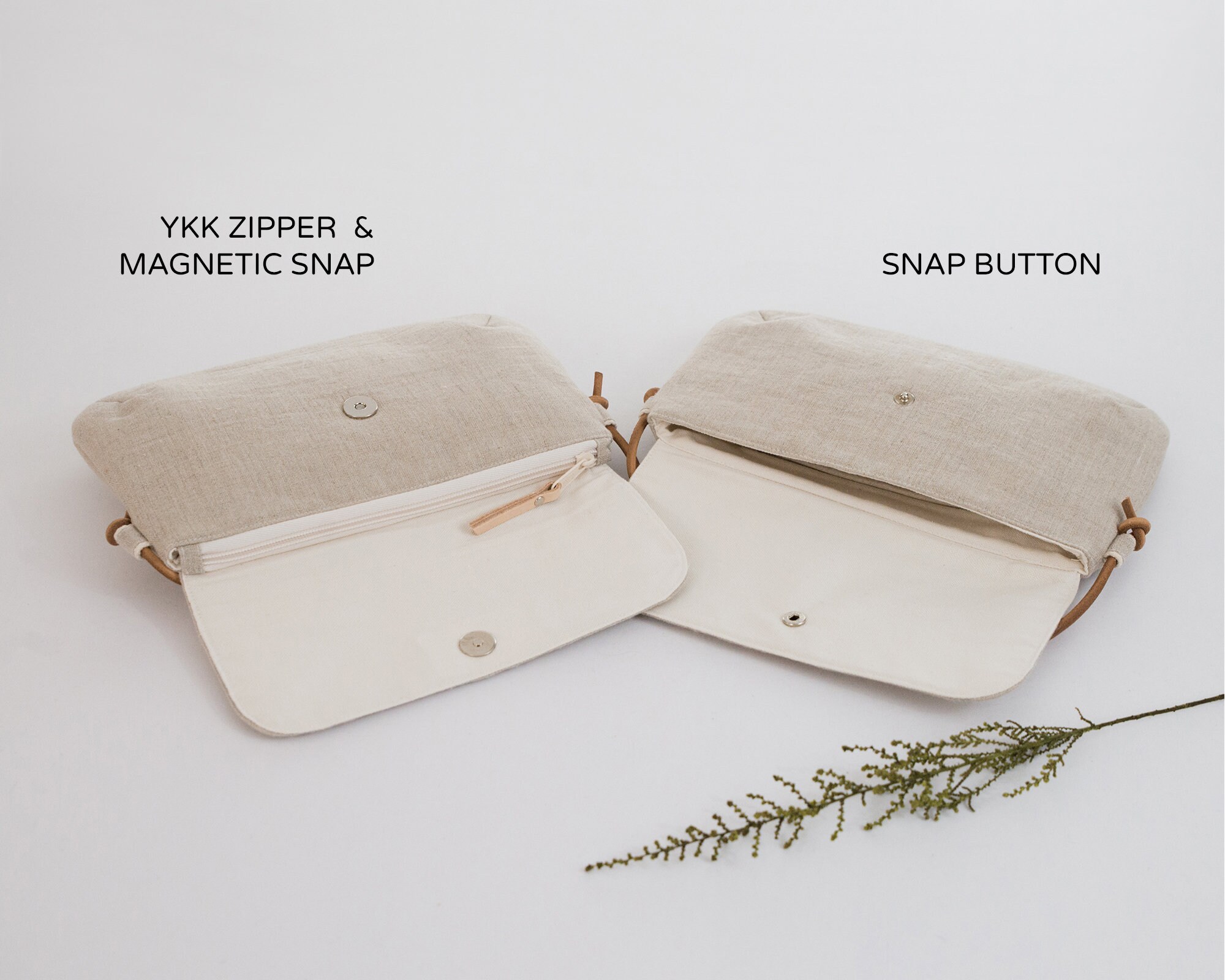 Linen Crossbody Bag in Natural Color, Zippered Crossover Bag, Small ...