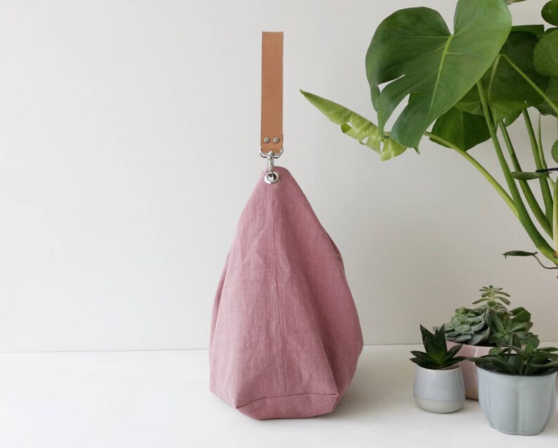 Pink linen hobo handbag. Comfy shoulder bag for woman. Large | Etsy