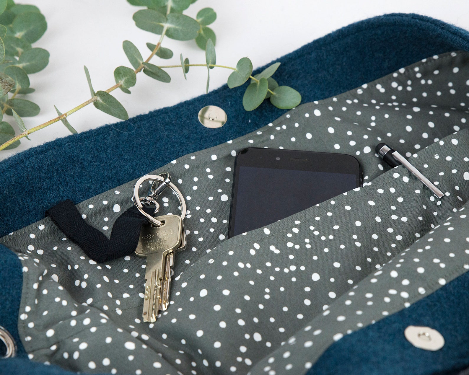 Zippered Cobalt Blue Hobo Bag. Large Wool Slouchy Handbag With Leather ...