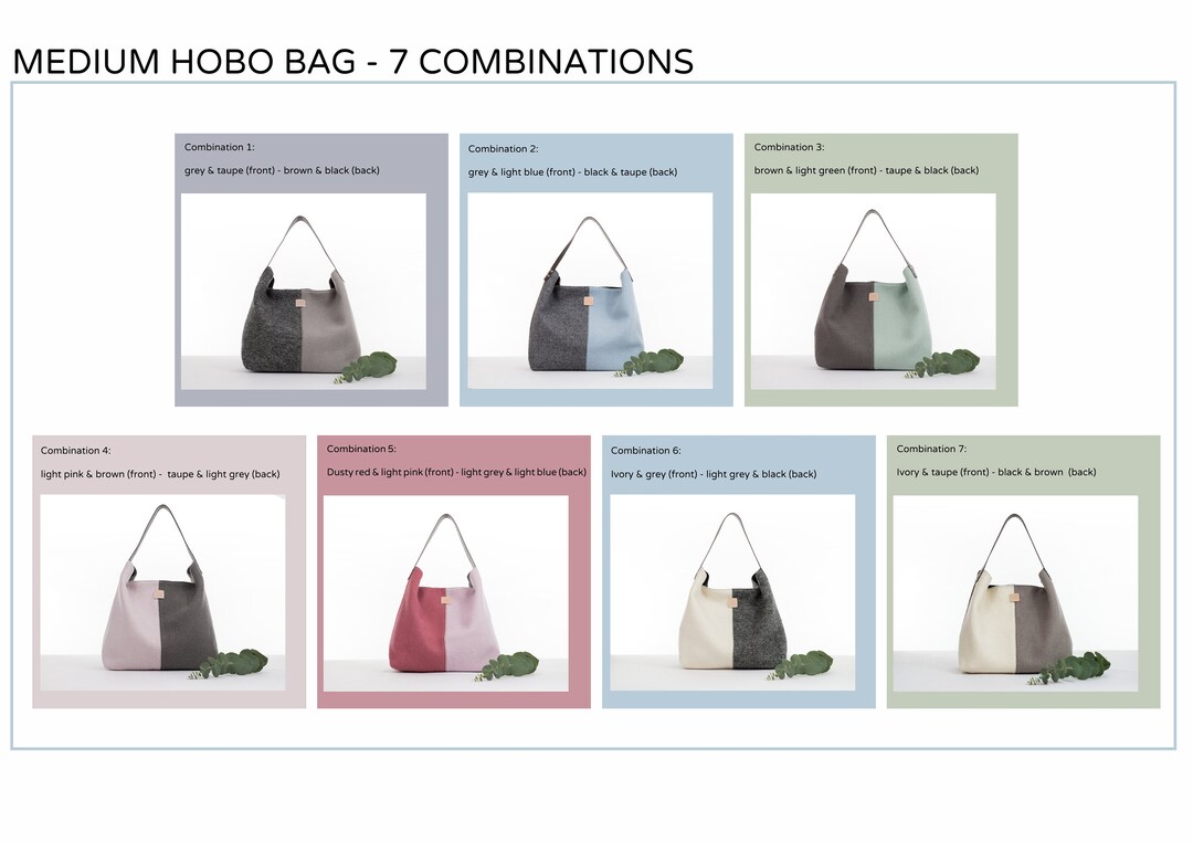MEDIUM Hobo Bag of Wool Fabric. Minimalist Shoulder Bag With Leather ...