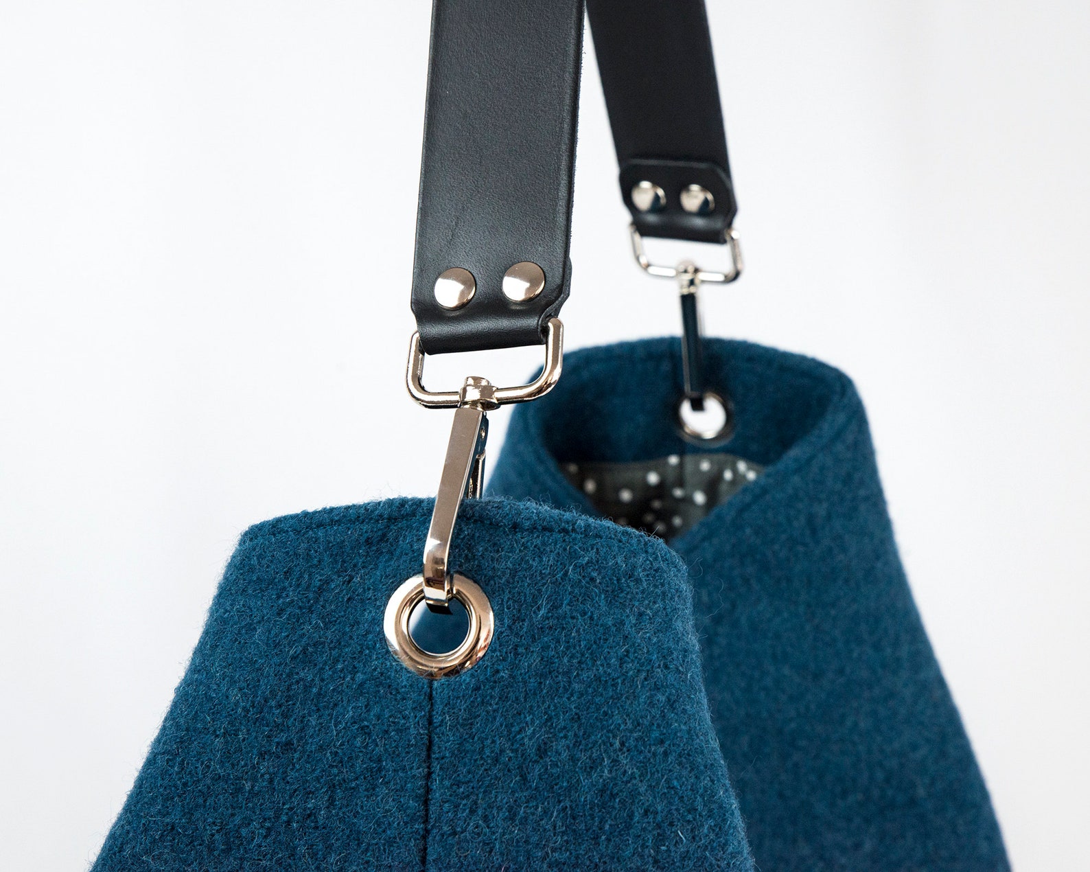 Zippered Cobalt Blue Hobo Bag. Large Wool Slouchy Handbag With Leather ...