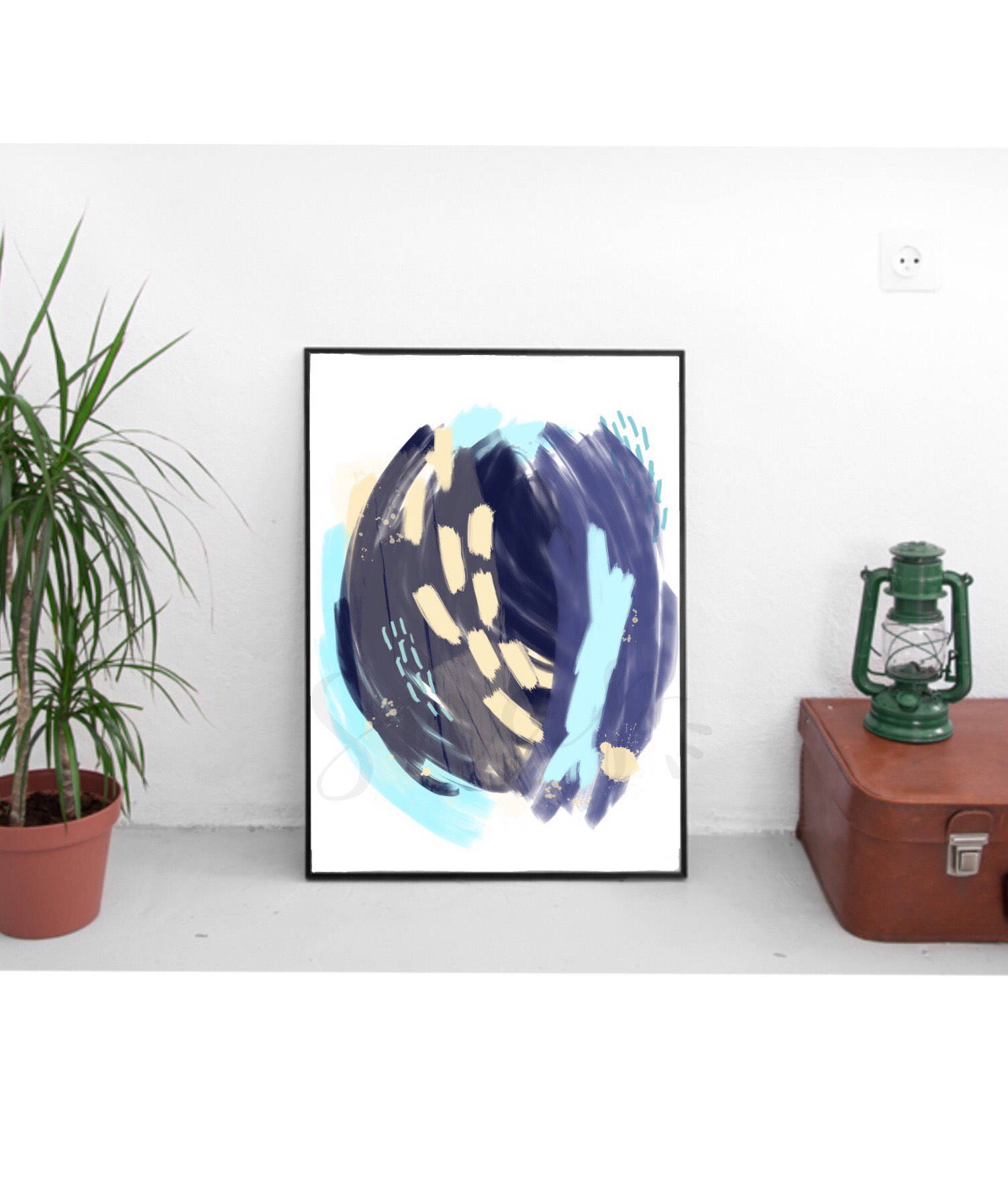 Azul imprimible arte, instant descargar cartel arte, azul abstracto ...