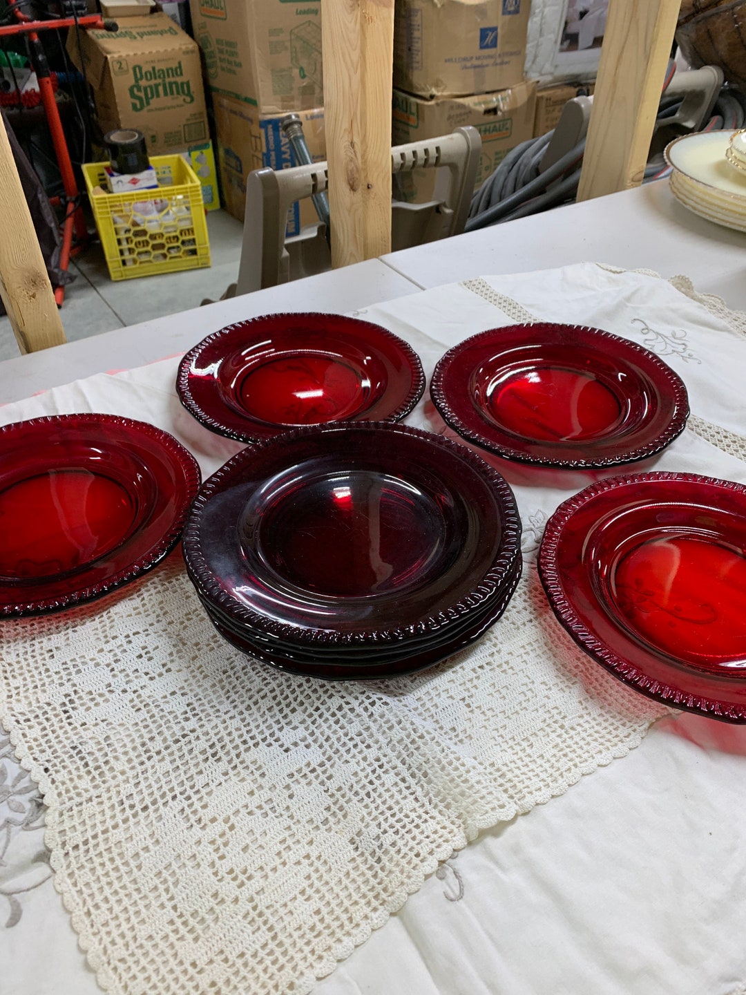 Cranberry Glass Plates - Etsy