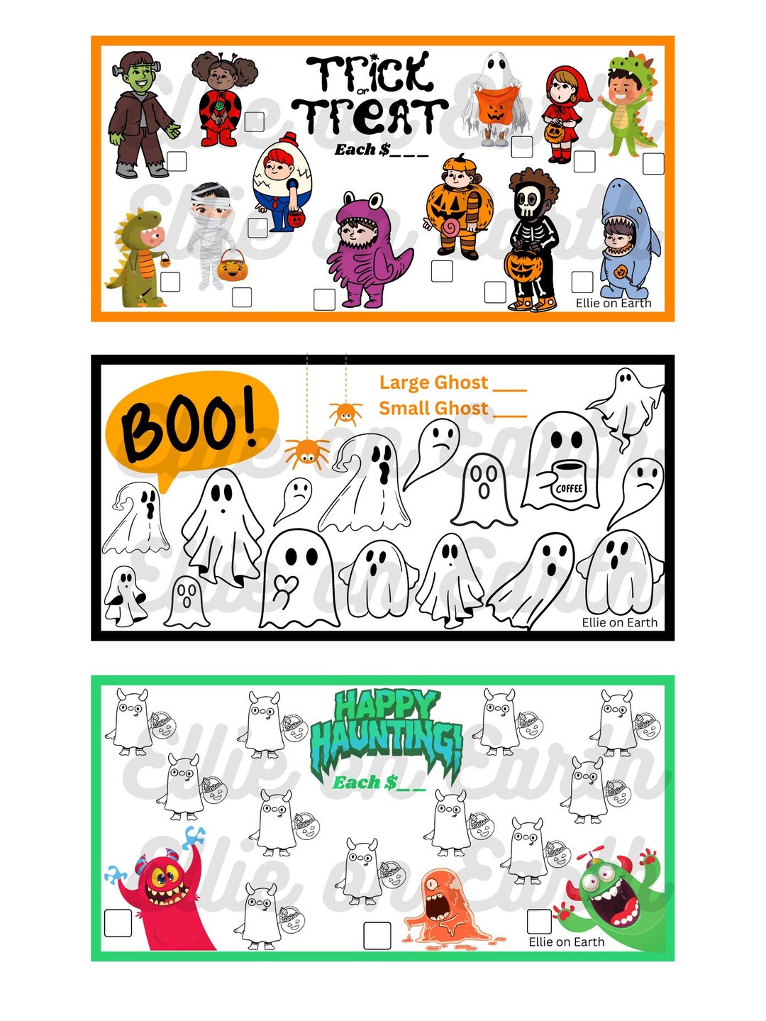 Halloween Savings Challenges Ghost Monsters Trick or Treaters A6 ...
