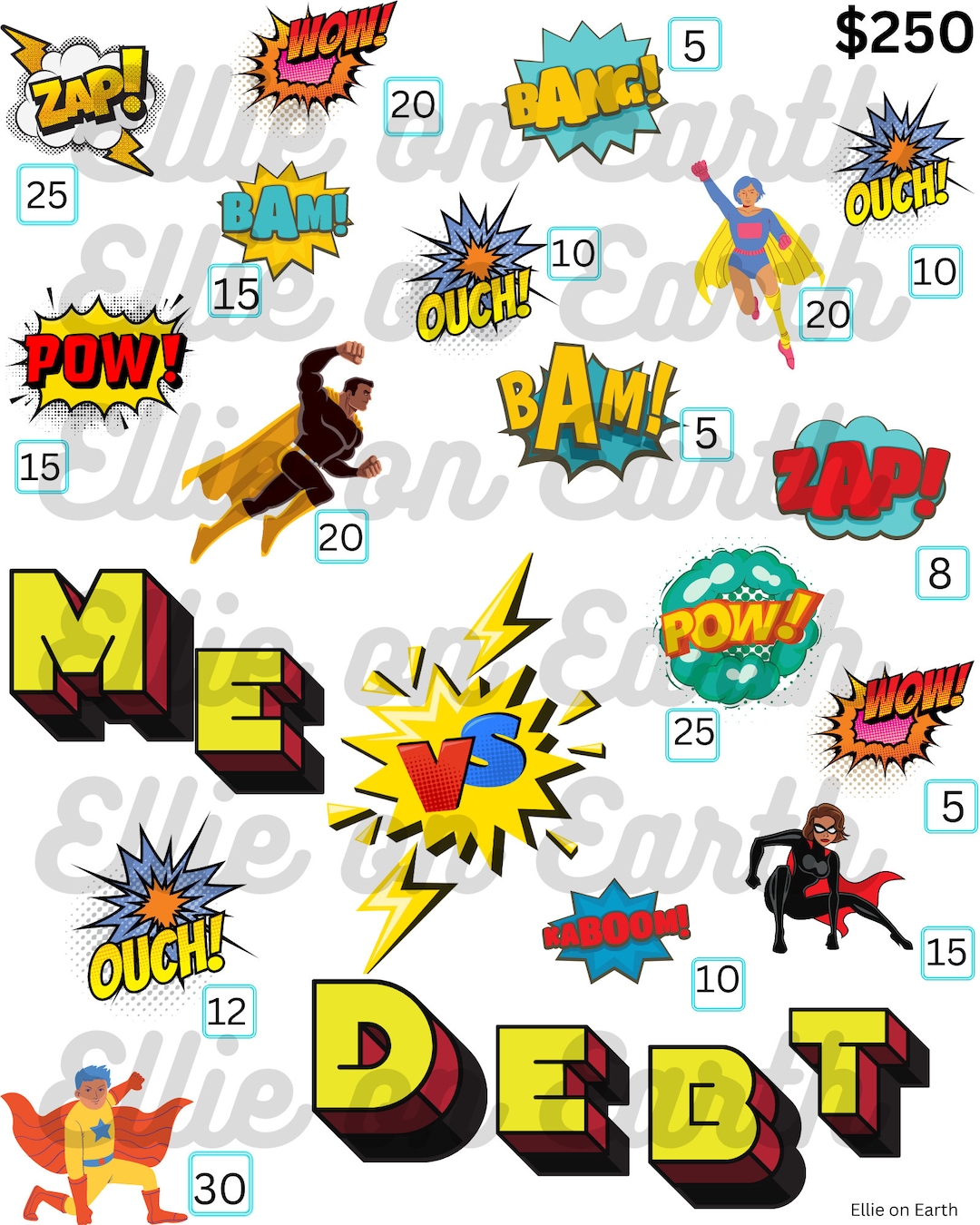 Cash Saving Challenge Printable Download Super Hero Save 250 - Etsy
