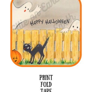 Vintage Halloween Ghost Pumpkin Cat Mini A6 Cash Stuffing Savings ...