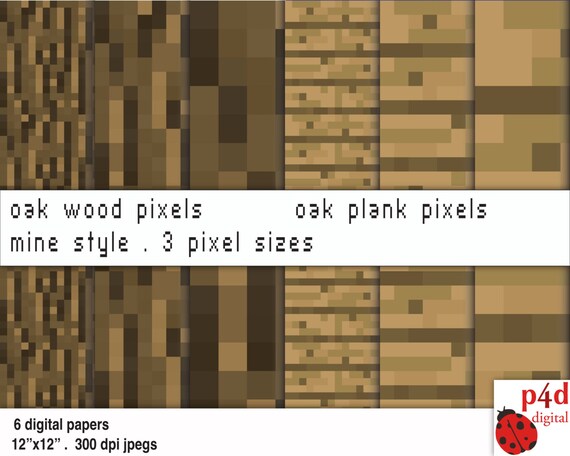 Pixel Pairs Oak wood & planks Mine Style Papers Digital