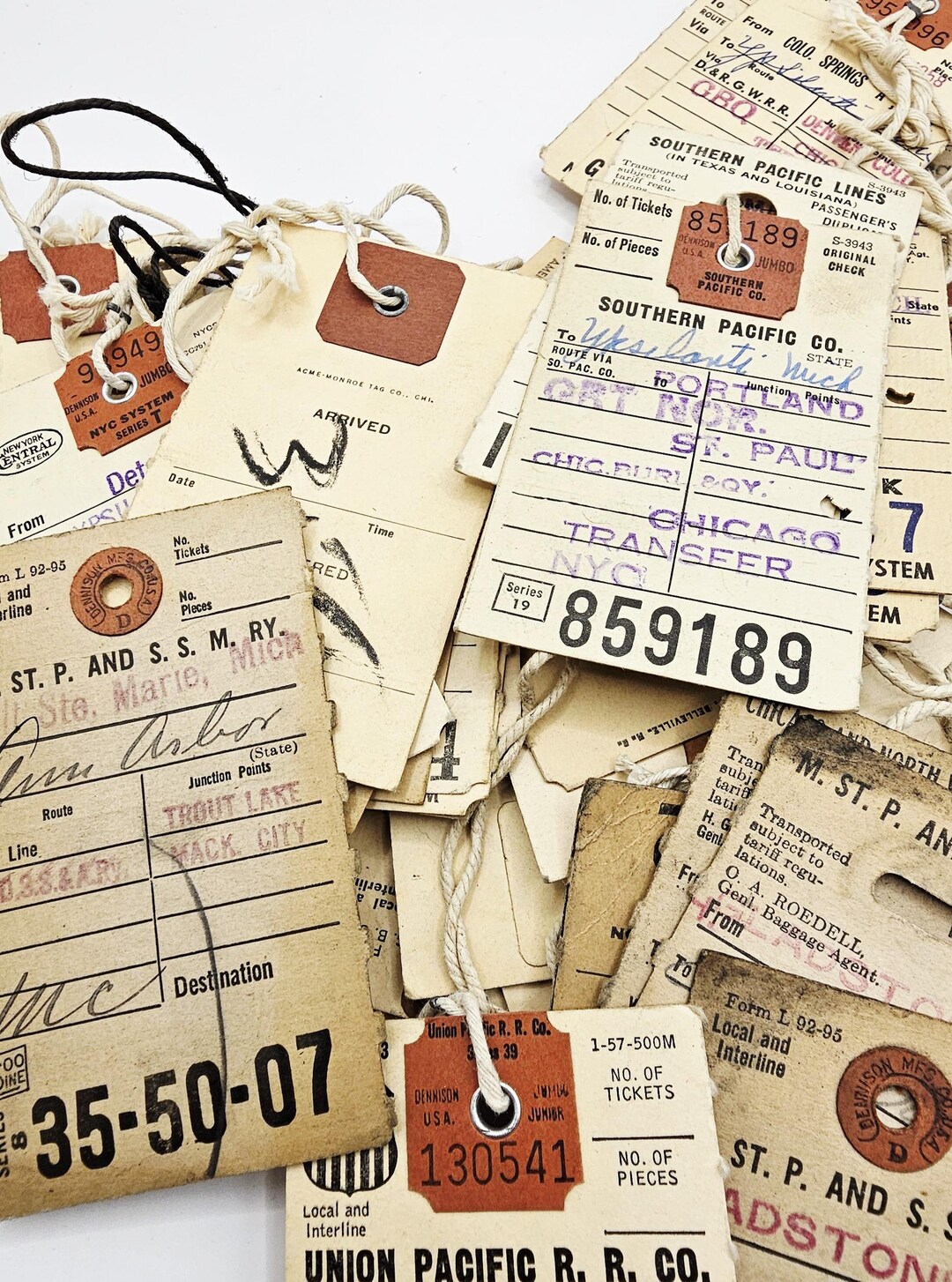 Vintage 1950s Baggage Checks Set of 3 - Etsy