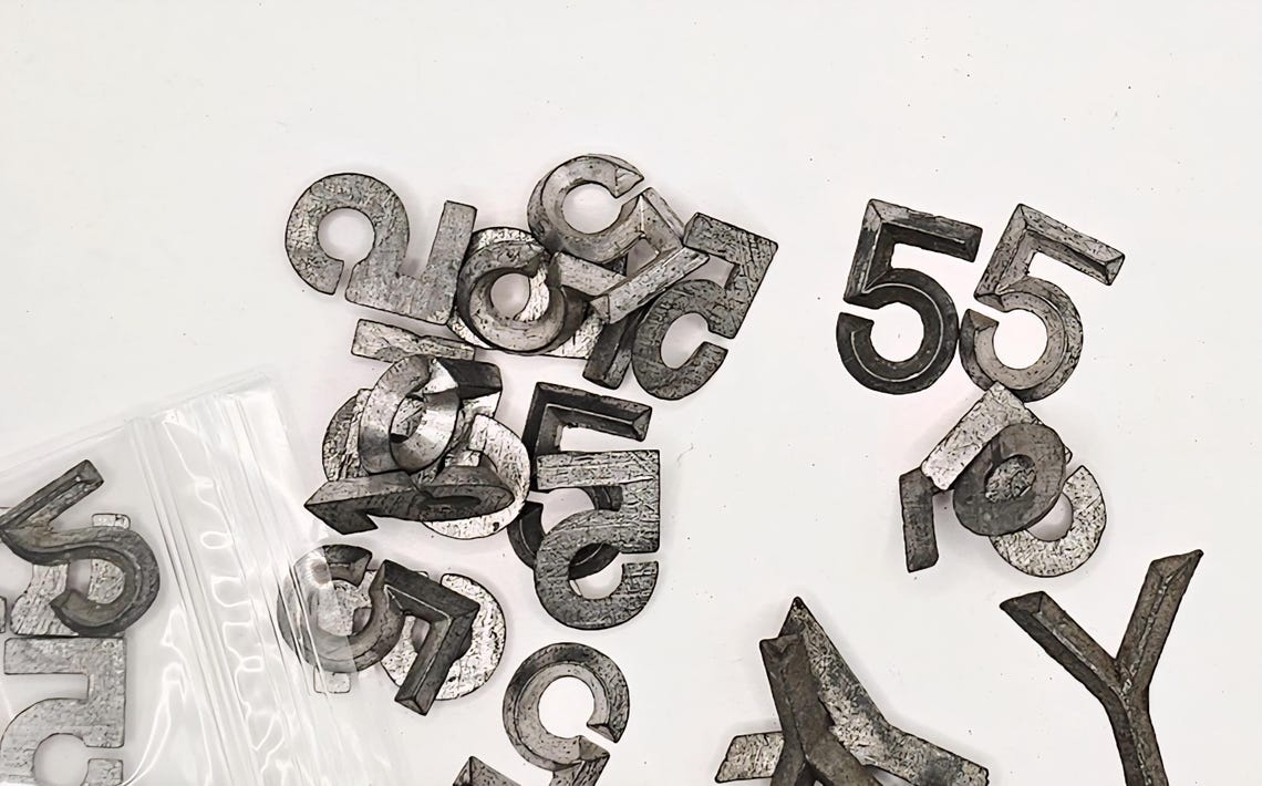 Metal Letterpress Numbers and Letters - Your Choice ONE - Etsy
