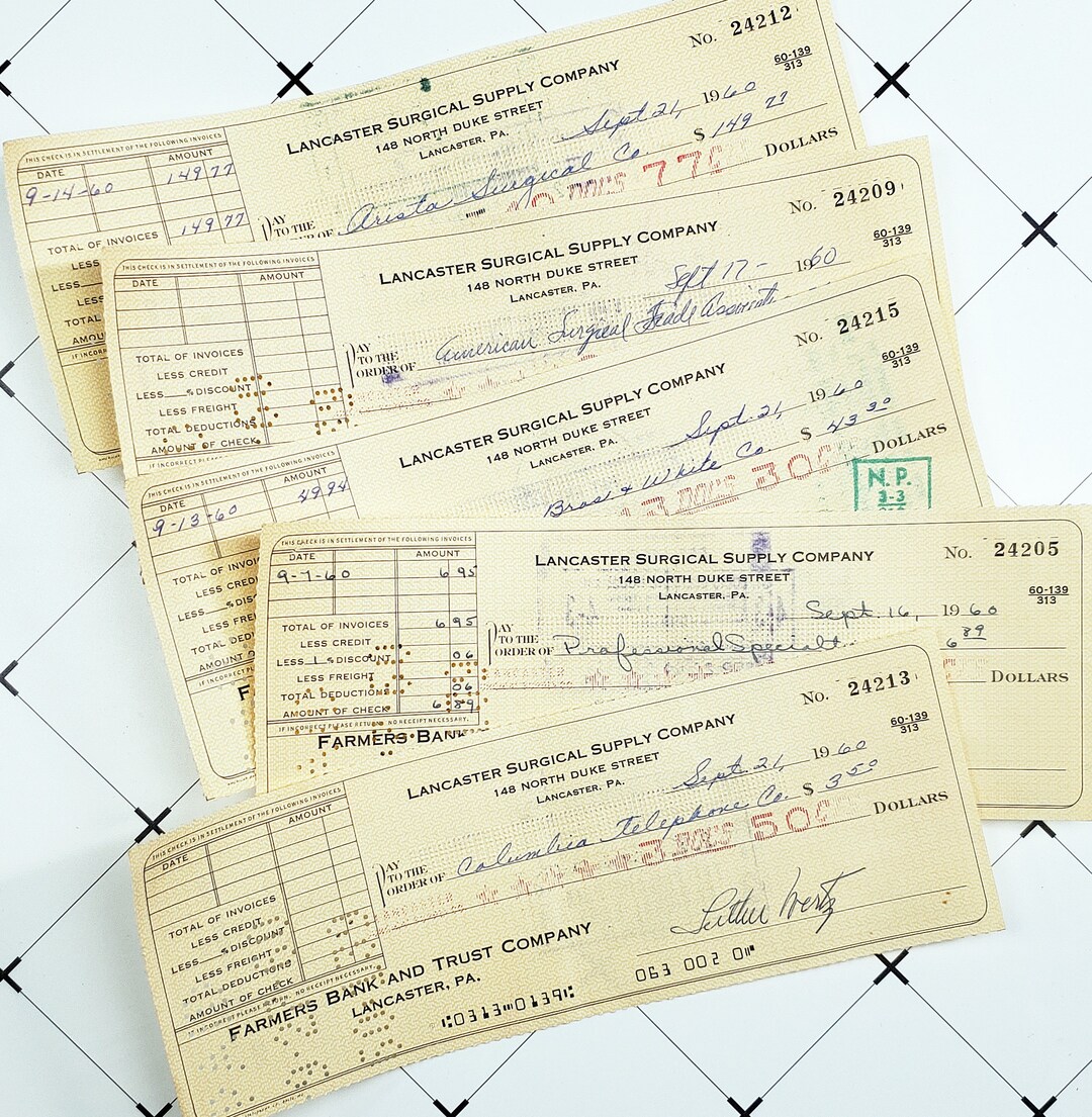 Vintage Check Stubs and Check Register From the 1960s - Etsy