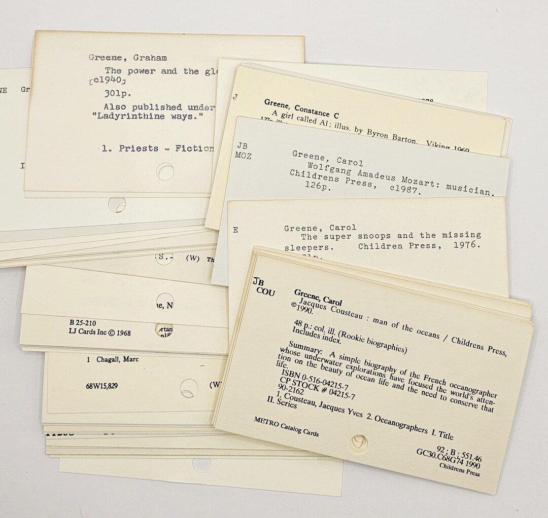 Vintage Card Catalog Cards - Set of 20 - Etsy