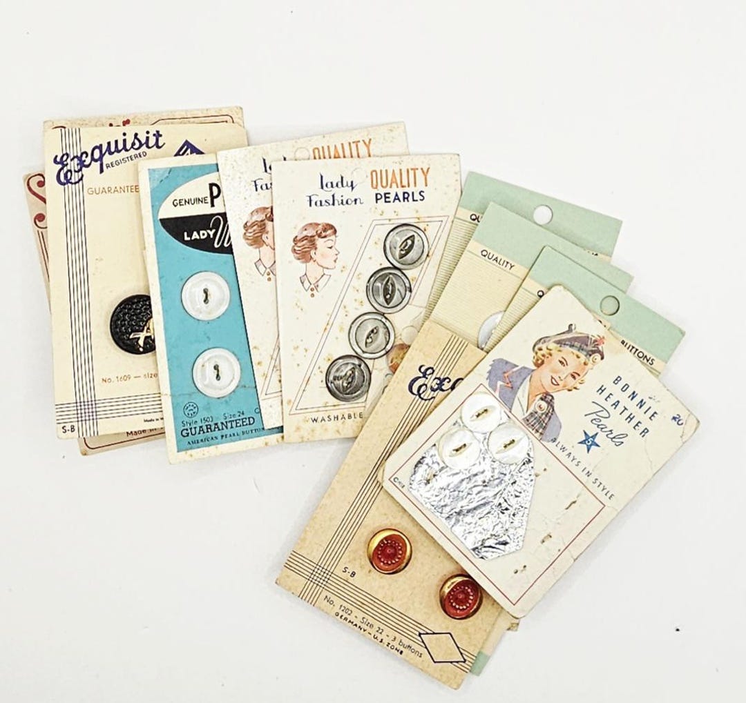 Vintage Button Cards - Your Choice - Etsy