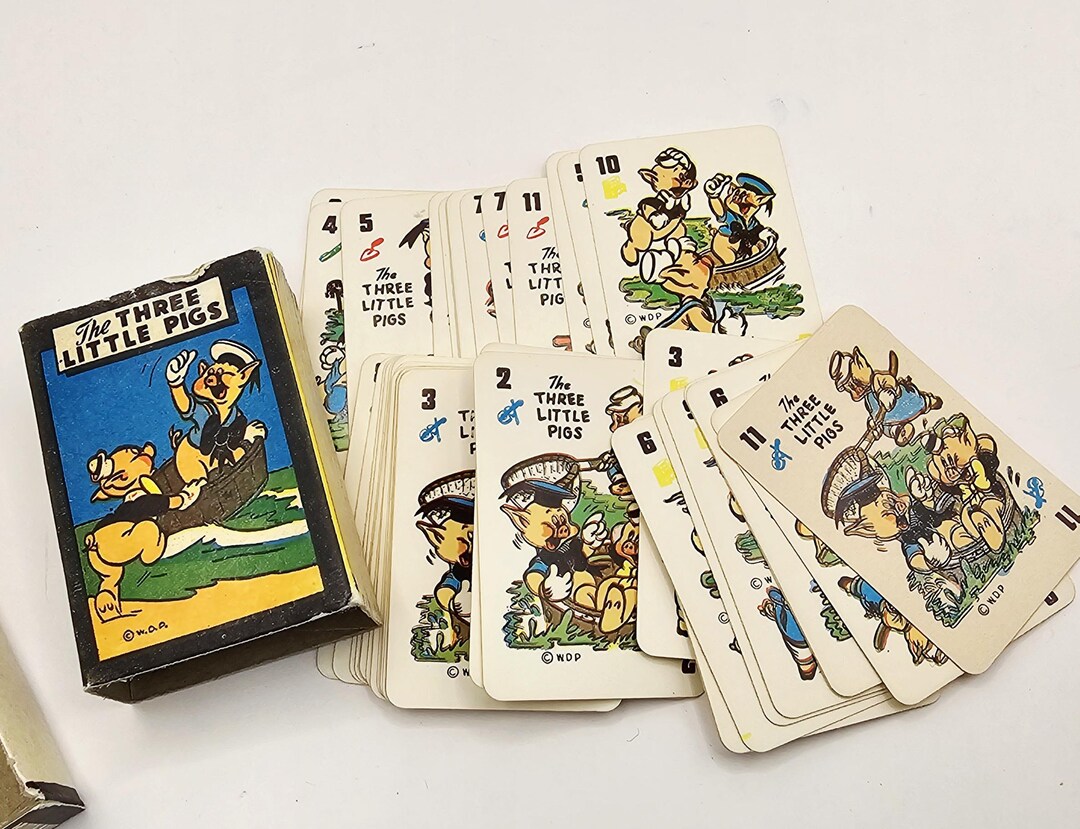 Vintage 1940s (est) Disneyland Express Card Game - the Three Little ...