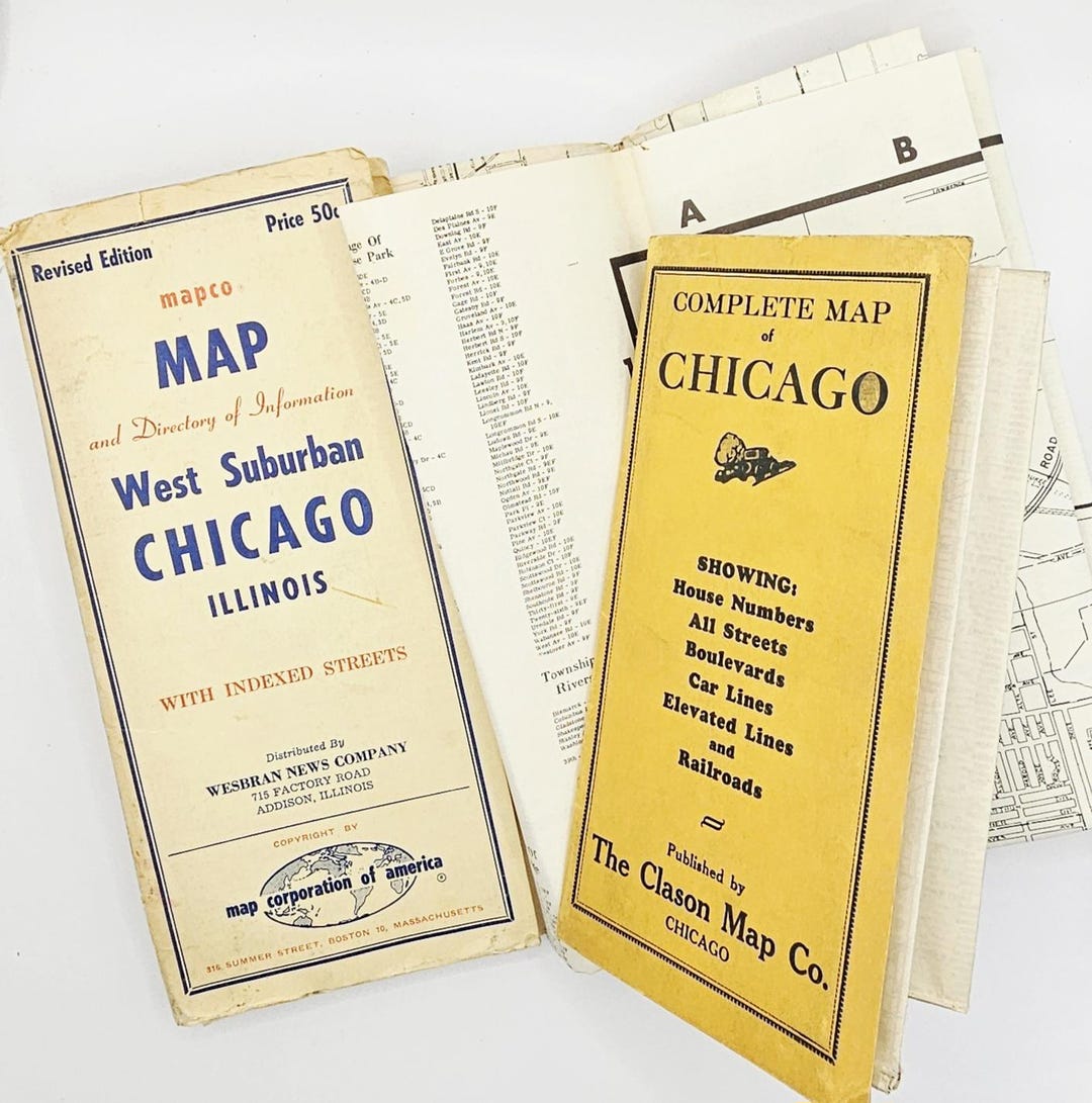 Vintage Chicago Pocket Maps & Guides - Etsy