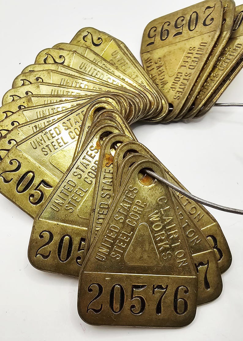 Vintage US Steel Corp Clariton Works Brass Tag Selection ONE - Etsy