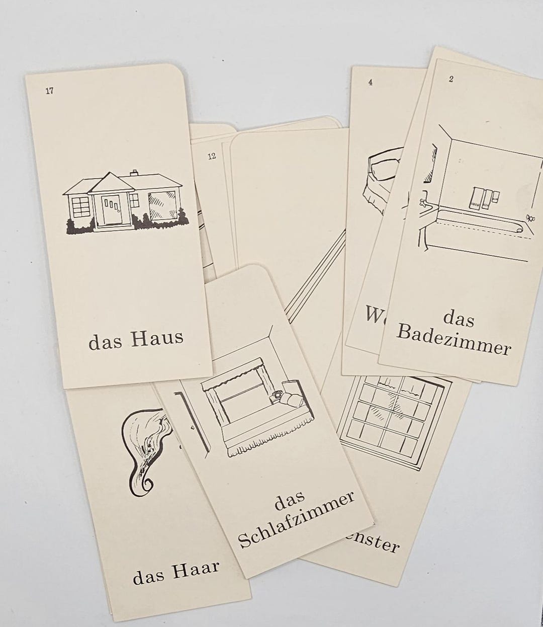 German Vocabulary Cards Set of 5 - Etsy