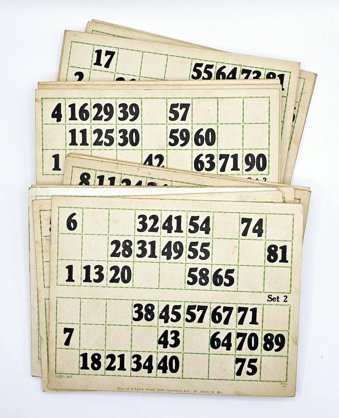 Vintage Unique BINGO Cards SET of 5 - Etsy
