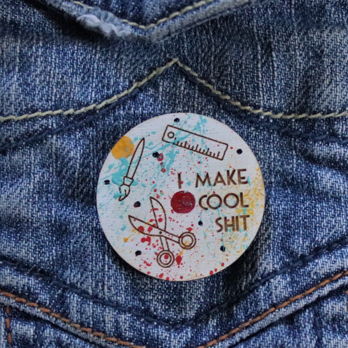 Pins laser cut pin wooden pin art pin maker pin | Etsy