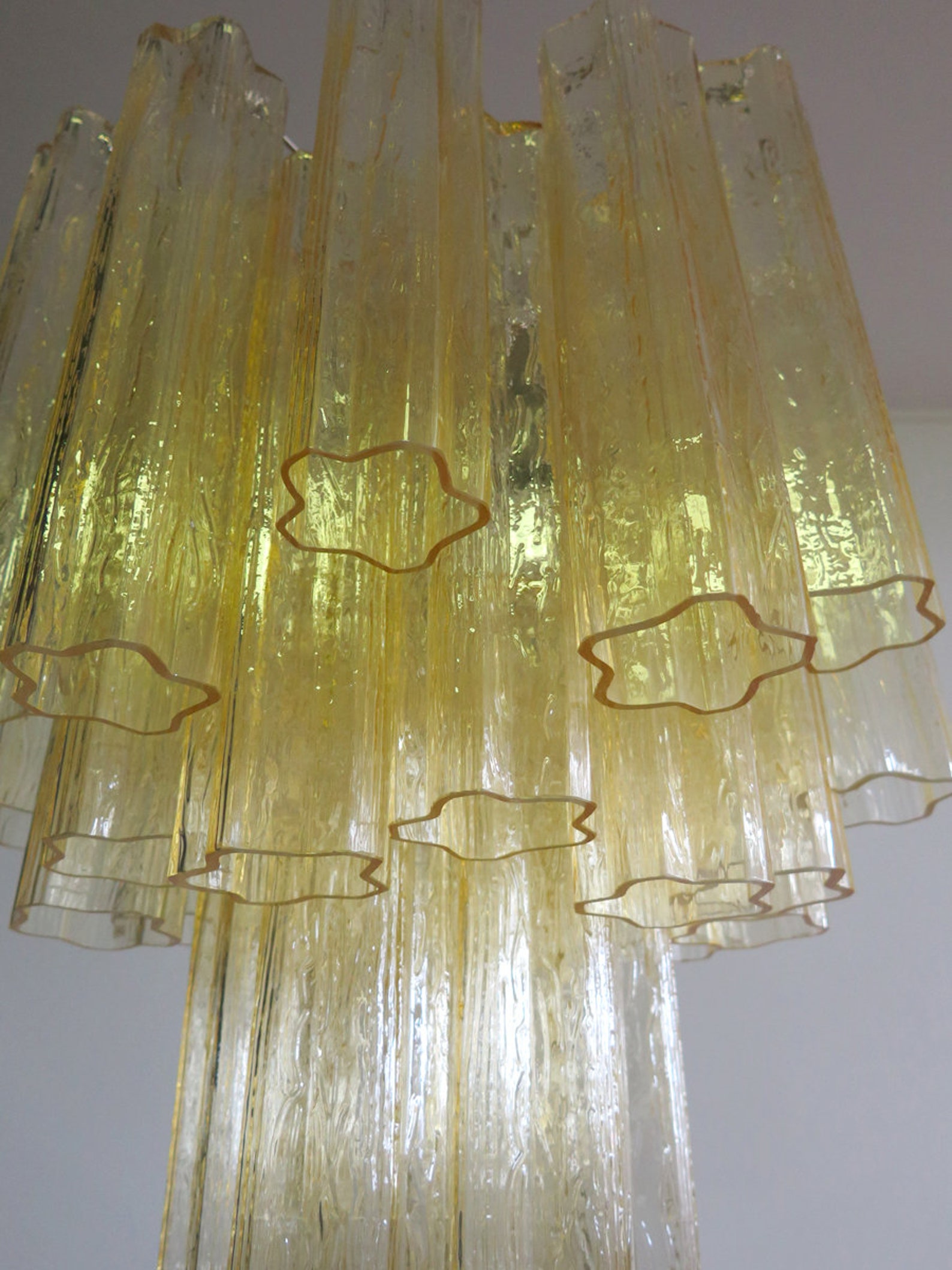 Fantastic Murano Clear Amber / Gold Glass Tube Chandelier - Etsy
