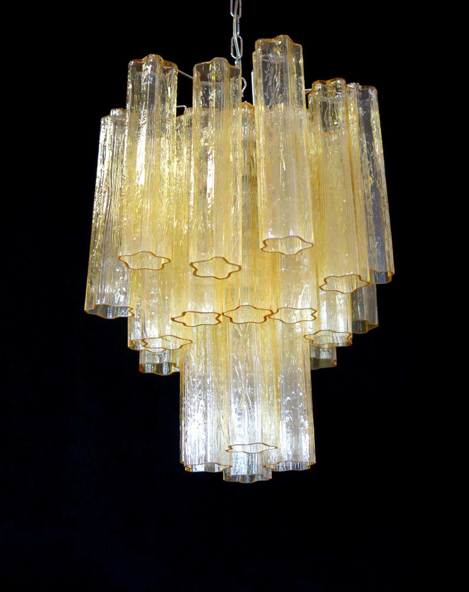 Fantastic Murano Clear Amber / Gold Glass Tube Chandelier - Etsy