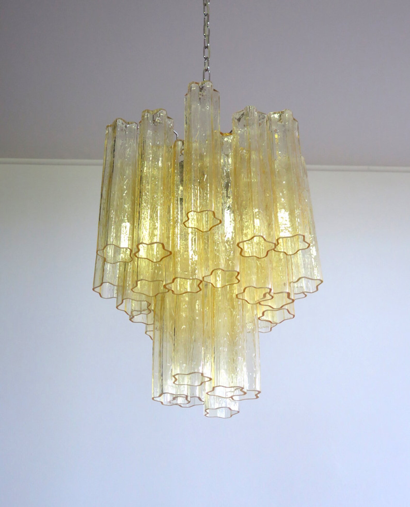 Fantastic Murano Clear Amber / Gold Glass Tube Chandelier - Etsy