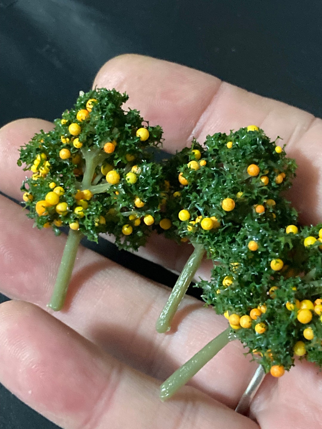 3 X 4cm Miniature Green Orange Fruit Tree Cake Toppers Micro Landscape ...