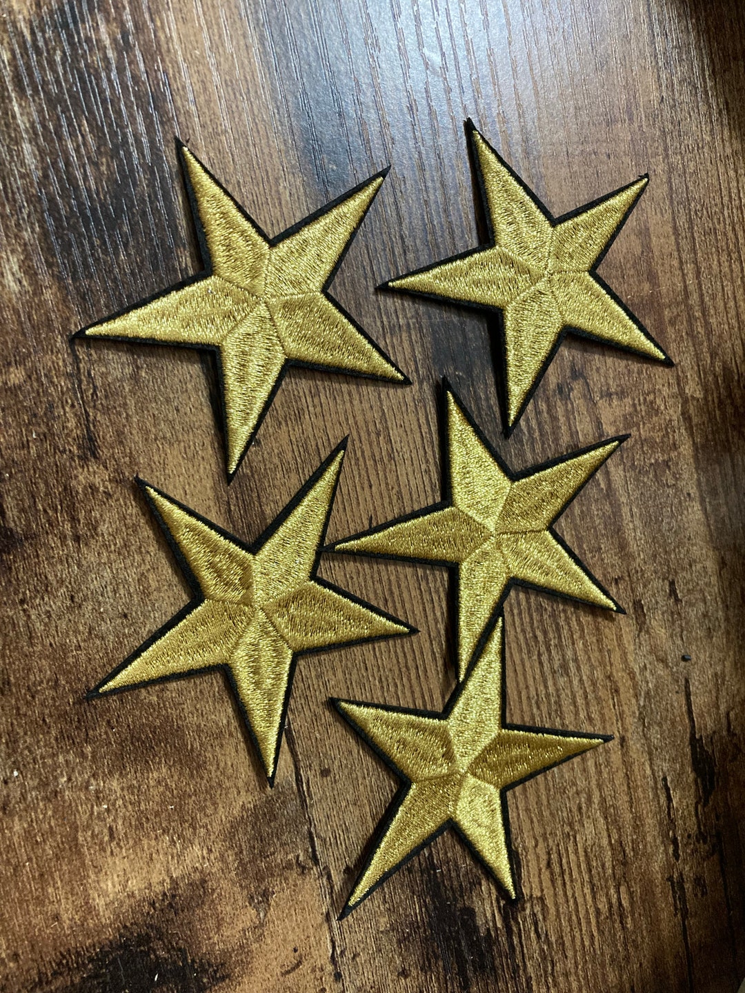 Set of 5 Embroidered Gold Stars 7.5cm Iron on Patch Appliqué Sewing - Etsy