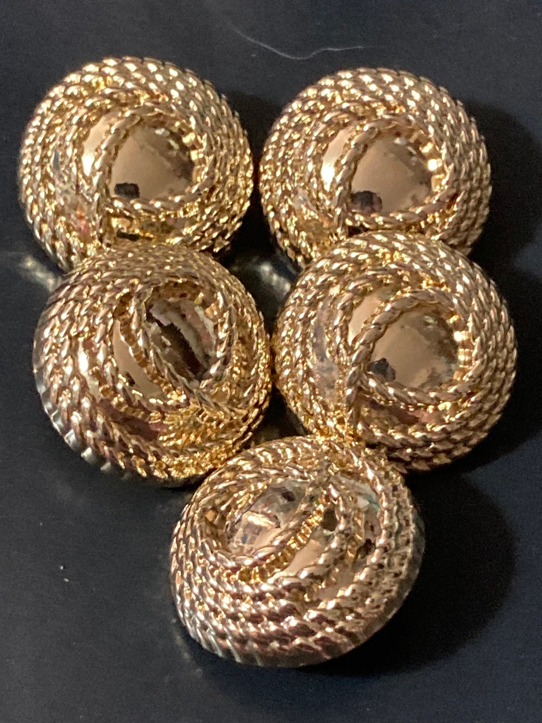 Pack 5 Pieces 20mm Gold Tone Domed Nautical Rope Buttons With Metal ...