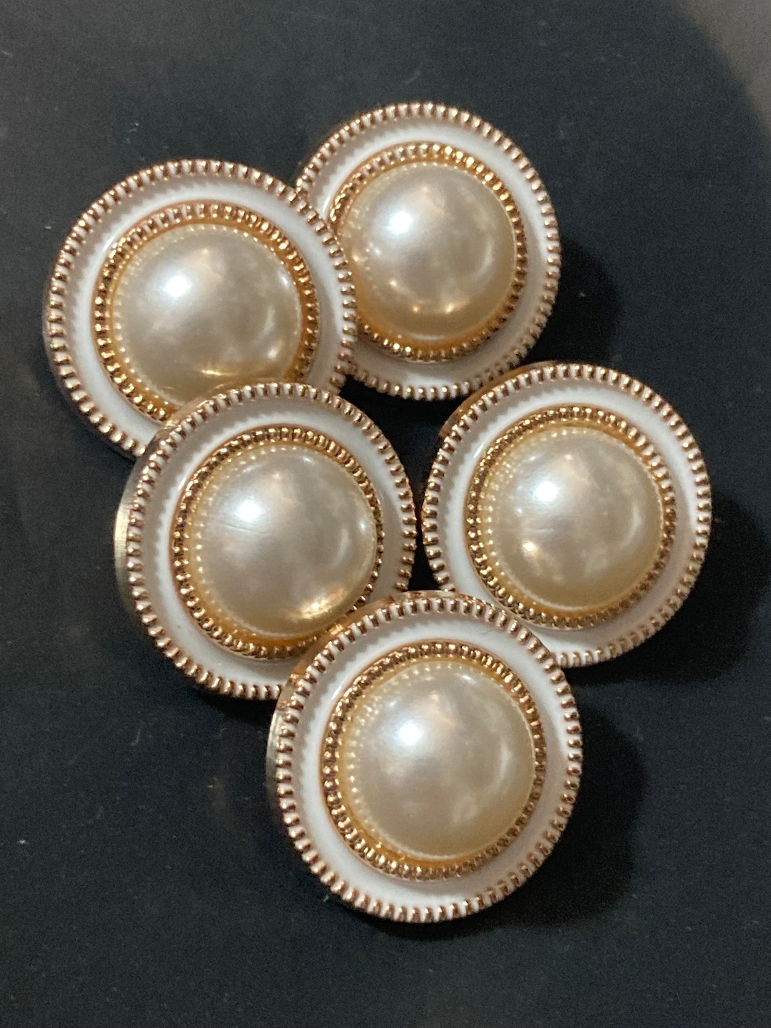 5 X 20mm Round Domed White Enamel Faux Pearl Buttons Metal Shank - Etsy