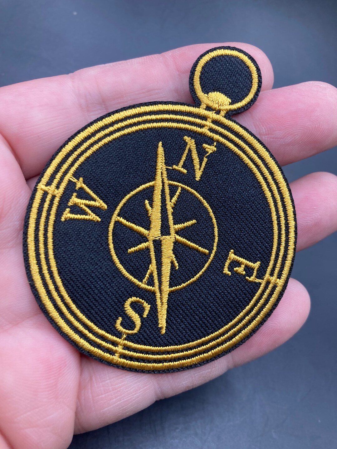 Iron on Patch Nautical Ships Compass Appliqué Black and Gold - Etsy