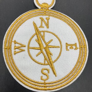 Iron on Patch Nautical Ships Compass Patch Appliqué White and Gold - Etsy
