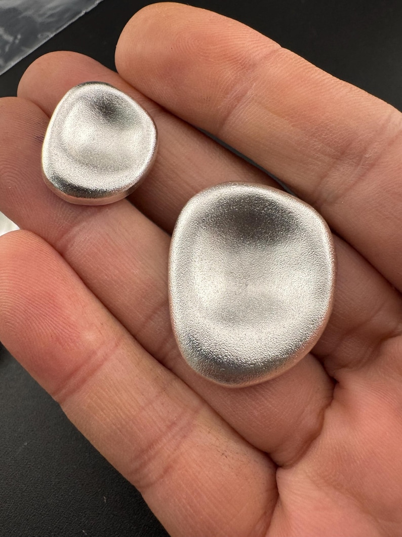 5pc Matte Silver Pebble Buttons: Metal Shank, Indented Design - Etsy