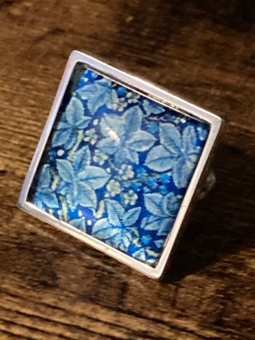 Blue William Morris Ring: Silver Art Nouveau Bramble Design - Etsy