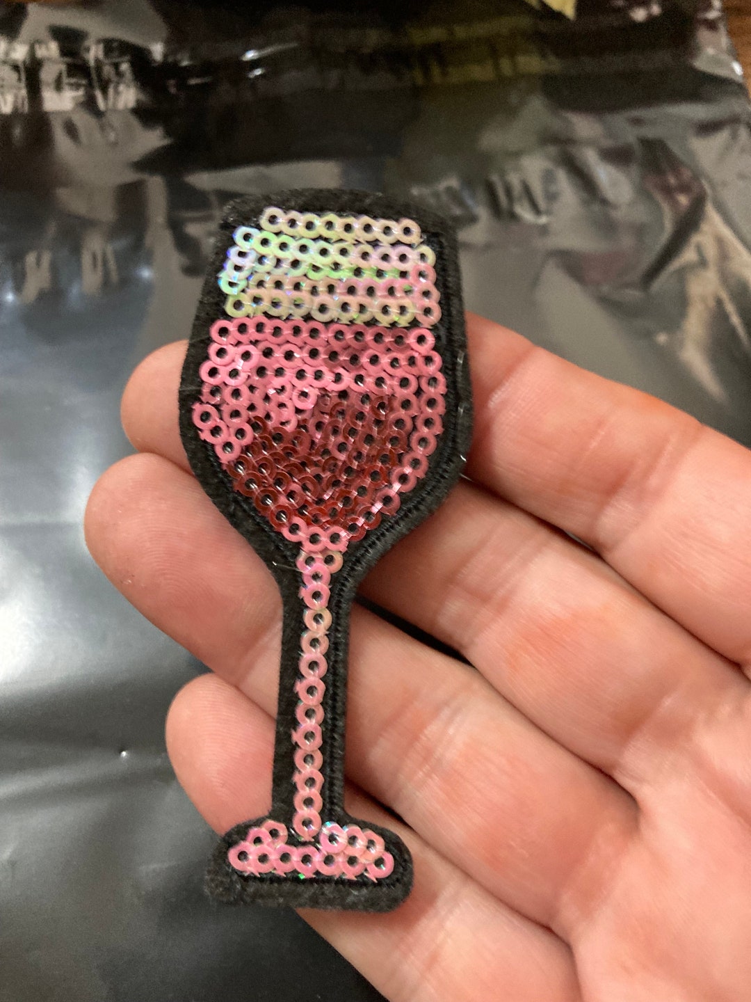 Iron on Pink Gin Wine Glass Sequin Patch, 8 X 2.5cm Sewing Applique - Etsy
