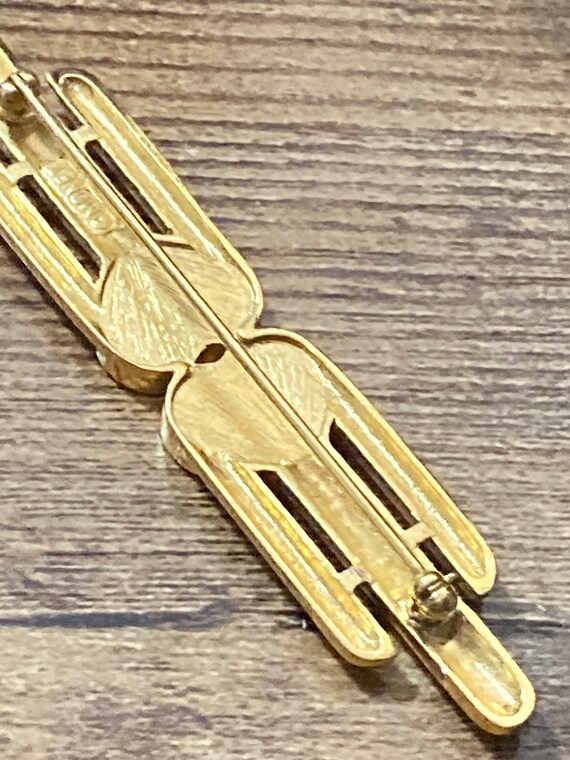 Signed MONET large gold tone diamanté love heart bar … - Gem