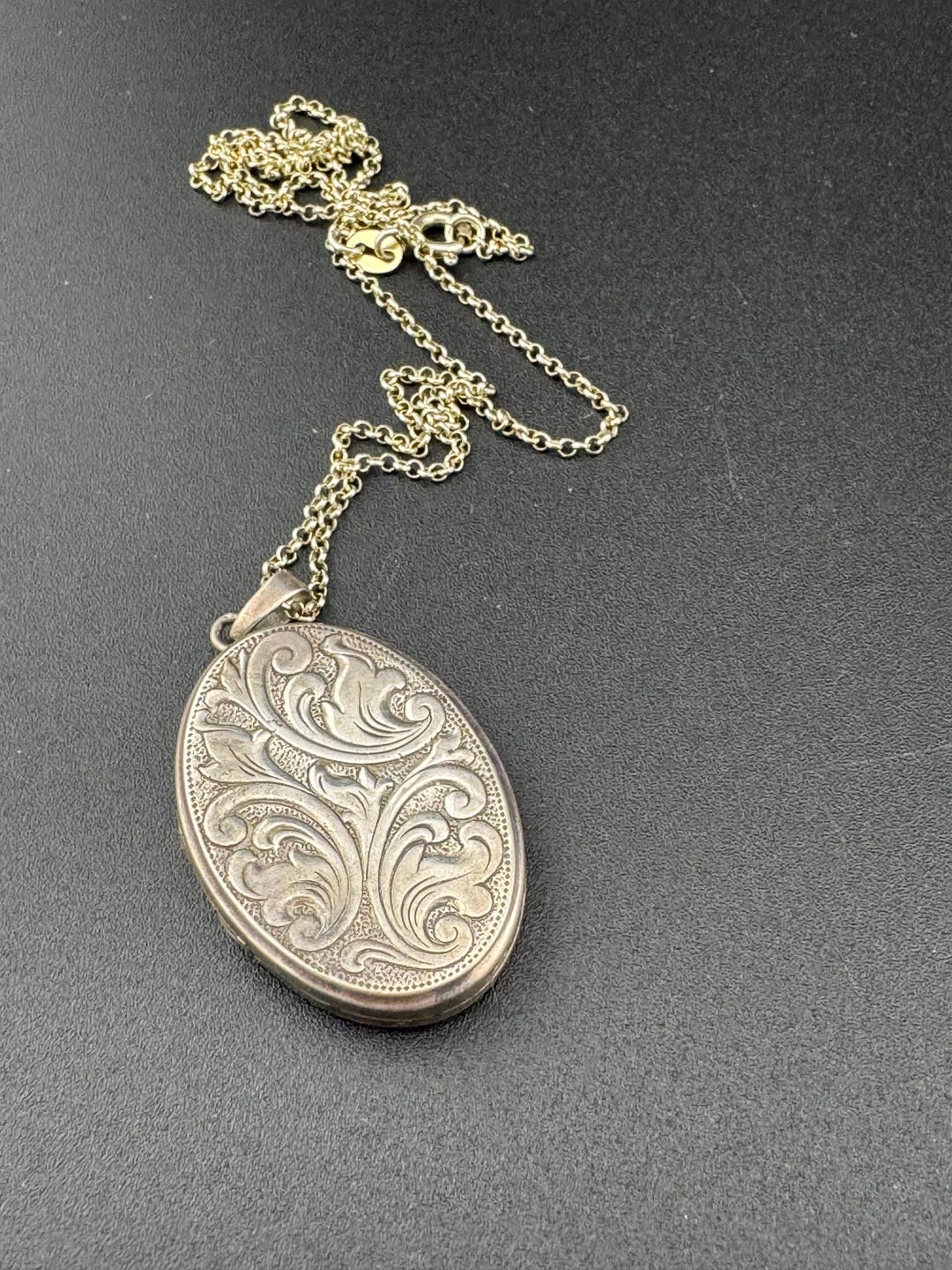 Vintage Large Photo Locket With Engraved Design, Memorial Keepsake ...