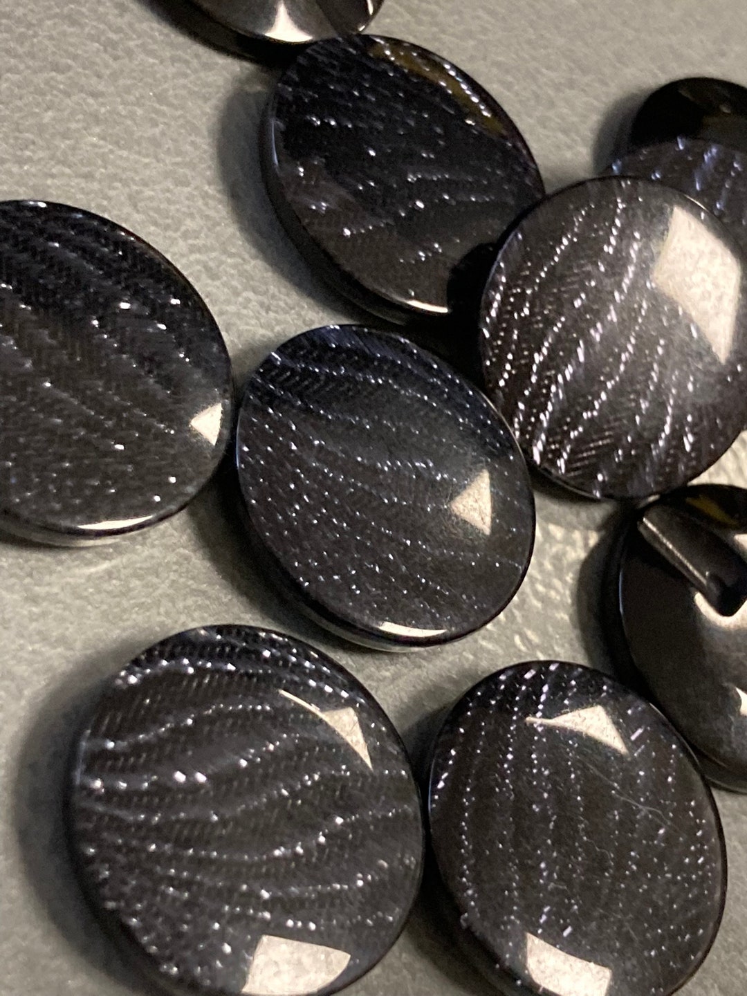 21mm Plastic BLACK Textured Buttons, Set of 10 Glittery - Etsy UK