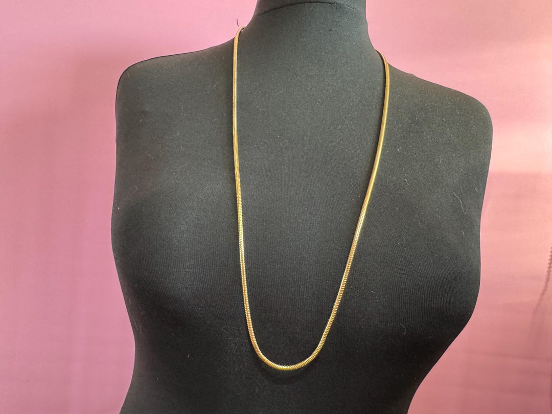 27.5 Inch 91cm Long Snake Chain Necklace, 1980s Gold Plated - Etsy
