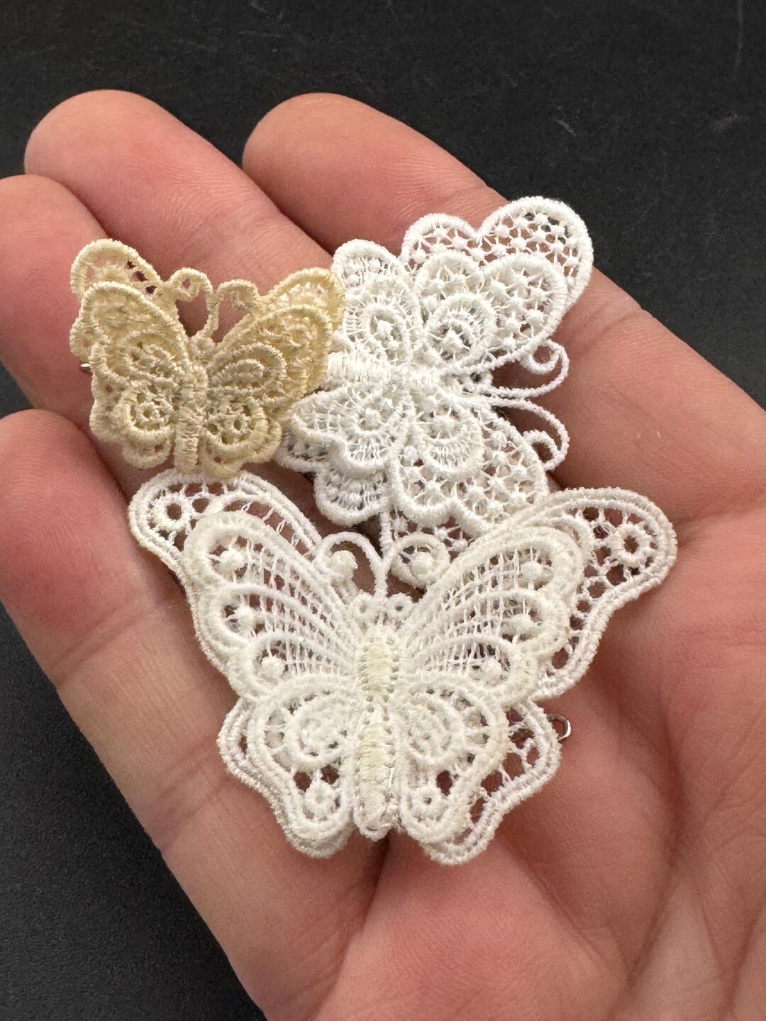 Vintage Set of 3 Crochet Lace Plasticised Butterfly Brooches Pins - Etsy