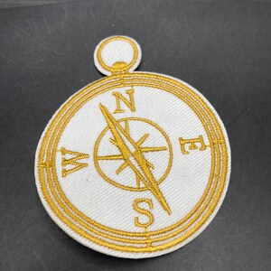 Iron on Patch Nautical Ships Compass Patch Appliqué White and Gold - Etsy