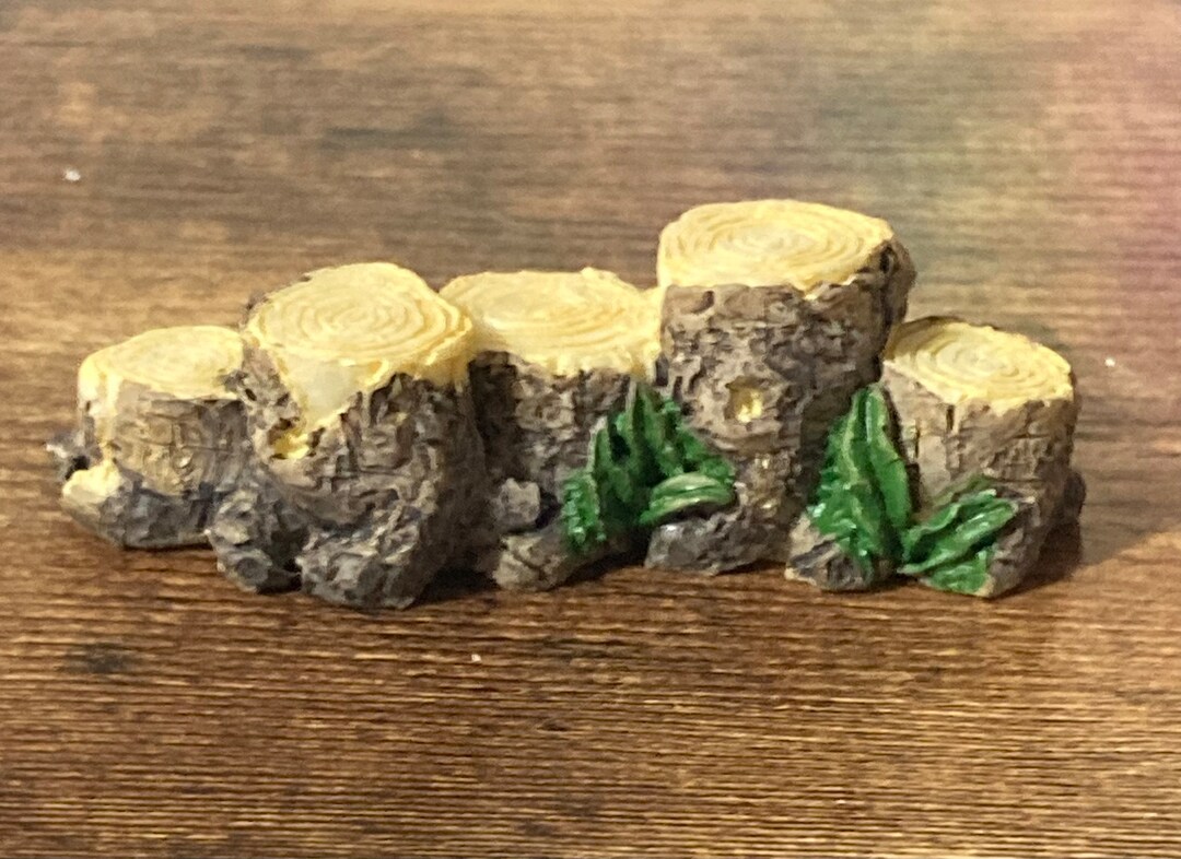 BROWN Miniature Woodland Tree Stumps Wooden Logs Resin Cake Topper ...