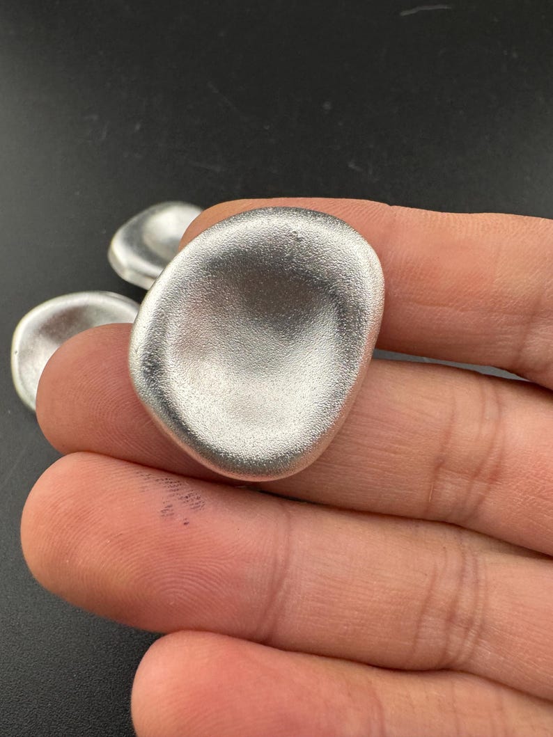 5pc Matte Silver Pebble Buttons: Metal Shank, Indented Design - Etsy