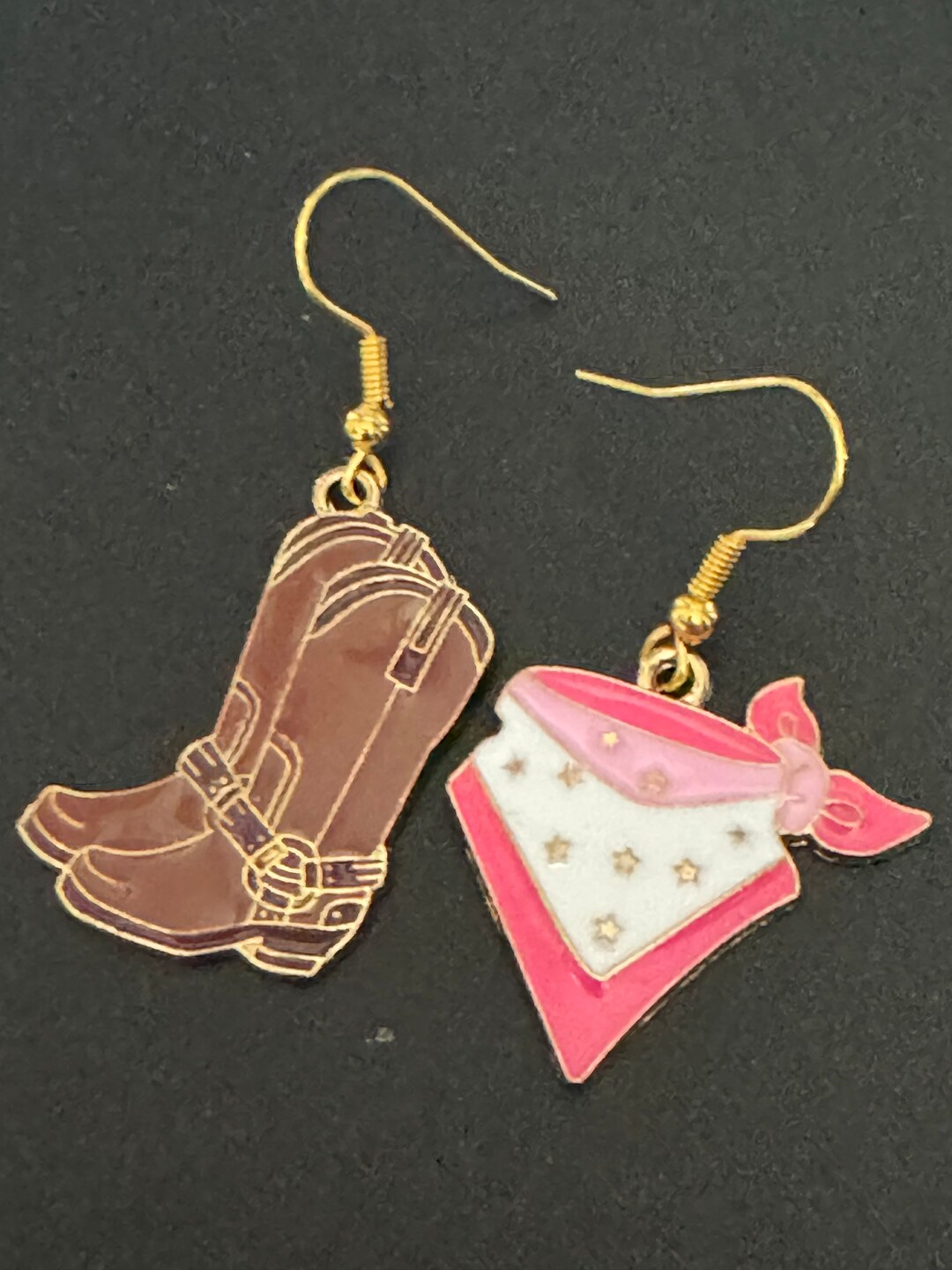 Cowboy Boot and Pink Bandana Dangle Earrings: Western Jewelry - Etsy