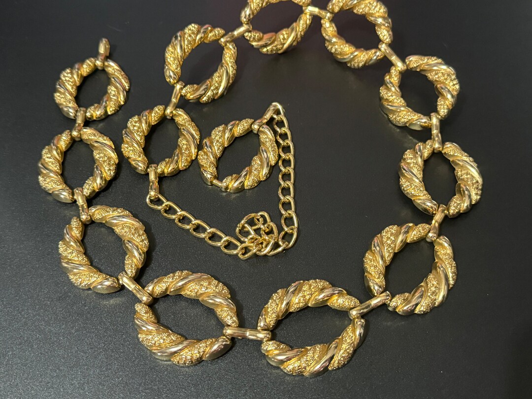 Vintage Chunky Heavy Gold Tone Oval Rope Chain Cable Link Chain Link ...