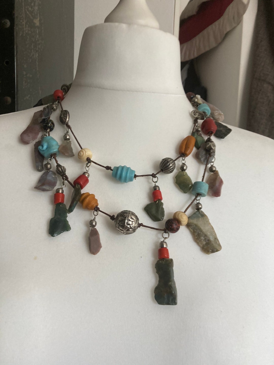 Signed MARC LABAT Designer Bib Necklace Set With Rough Cut Gemstones - Etsy